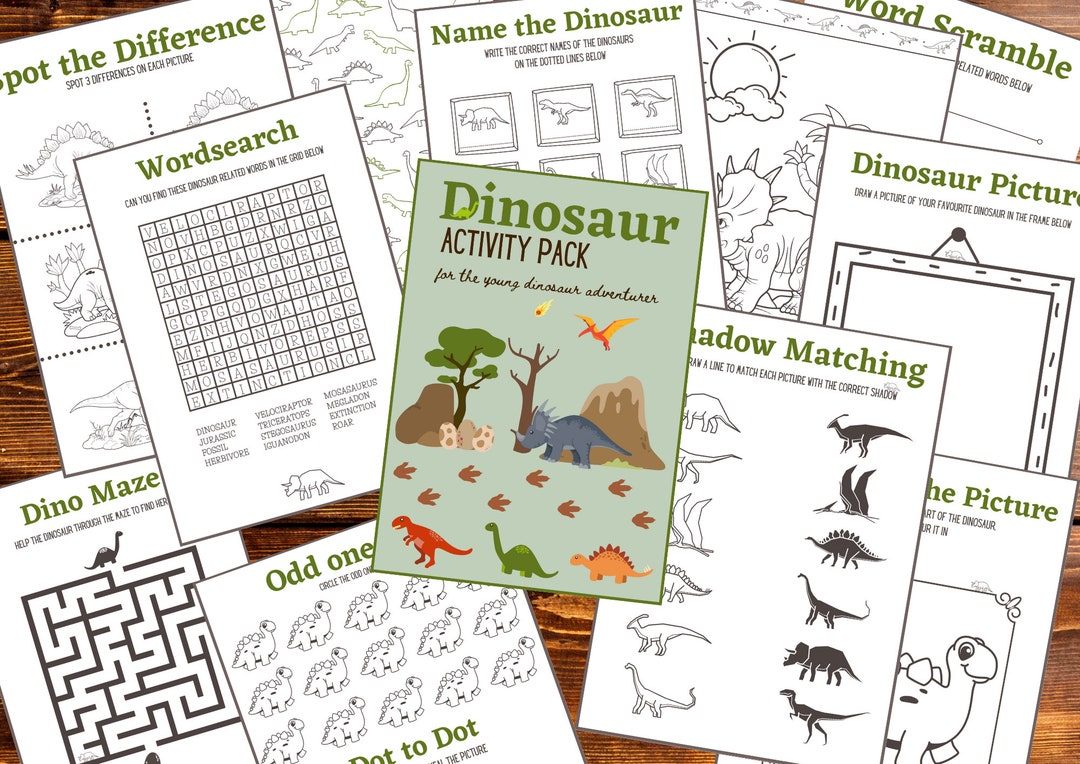 Dinosaur Themed Activity Pack - Digital Download - 12 Pages - Birthday ...