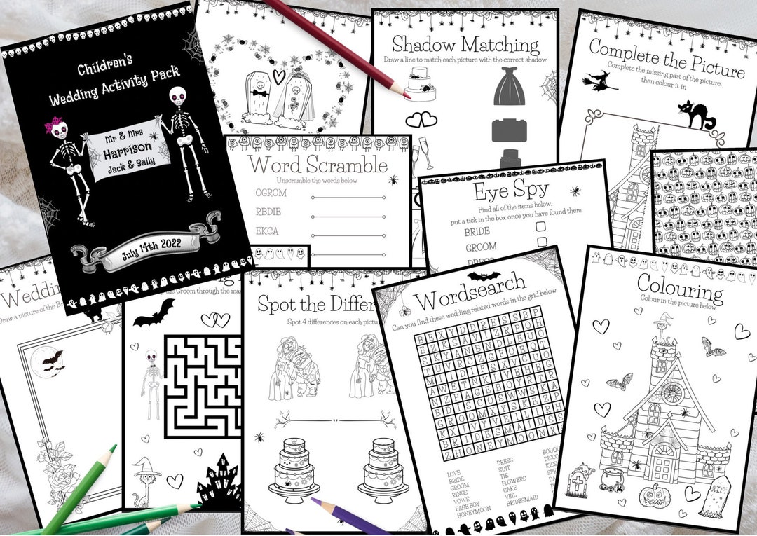 Pack dactivités de mariage pour enfants personnalisé sur le thème ...