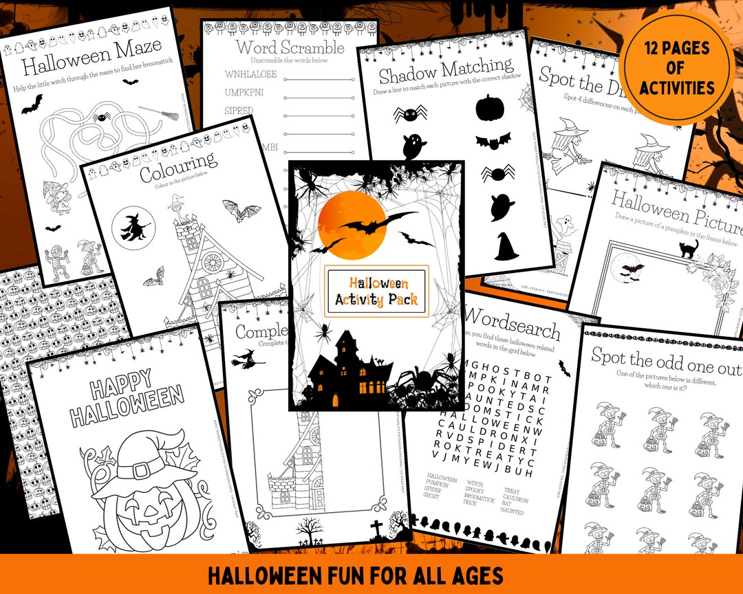 Halloween Activity Pack Childrens Activities Party - Etsy