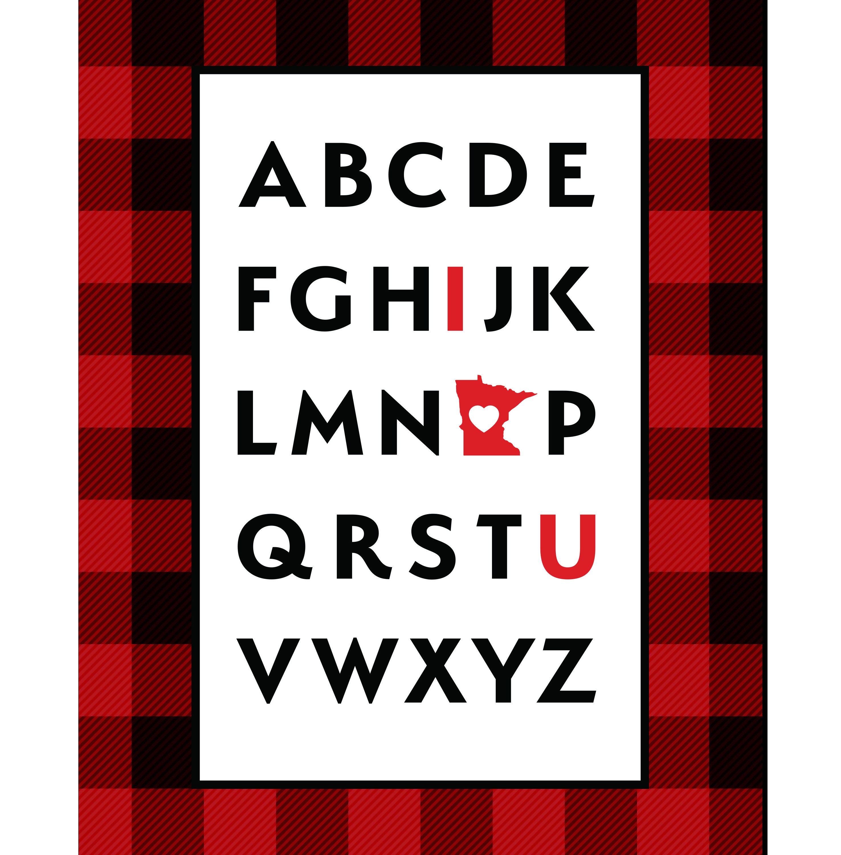 MN Alphabet Buffalo Plaid Print - Etsy