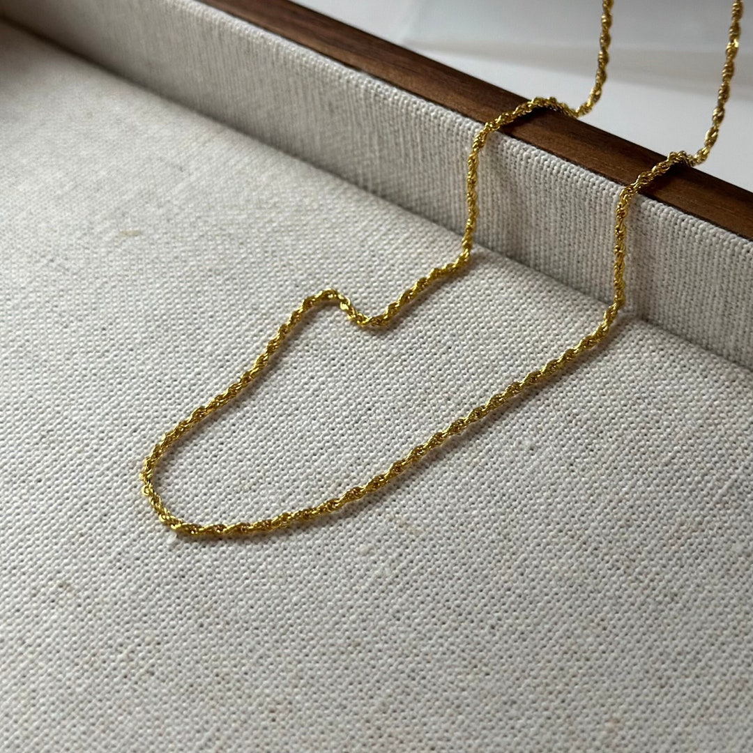 18k Over Sterling Silver Rope Necklace, Twisted Curb Chain Necklace ...