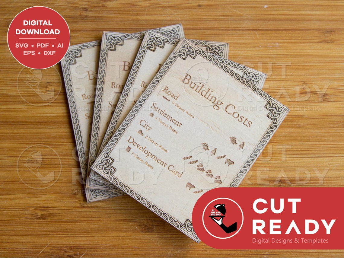 Settlers of Catan Building Cost Cards SVG Settlers of Catan - Etsy