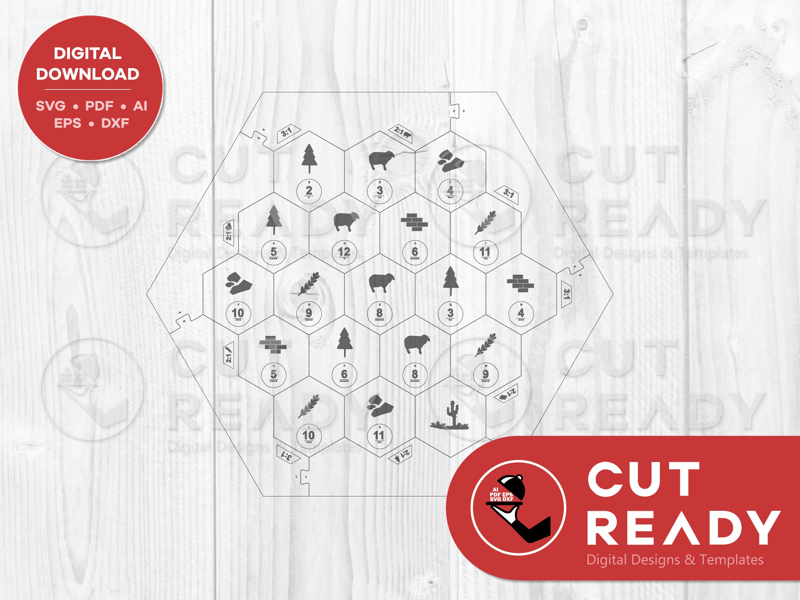 Settlers of Catan 3-4 Player Board SVG Simple Catan SVG Laser Cut Board ...