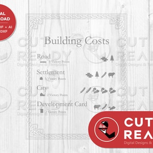 Settlers of Catan Building Cost Cards SVG, Settlers of Catan Board Game ...
