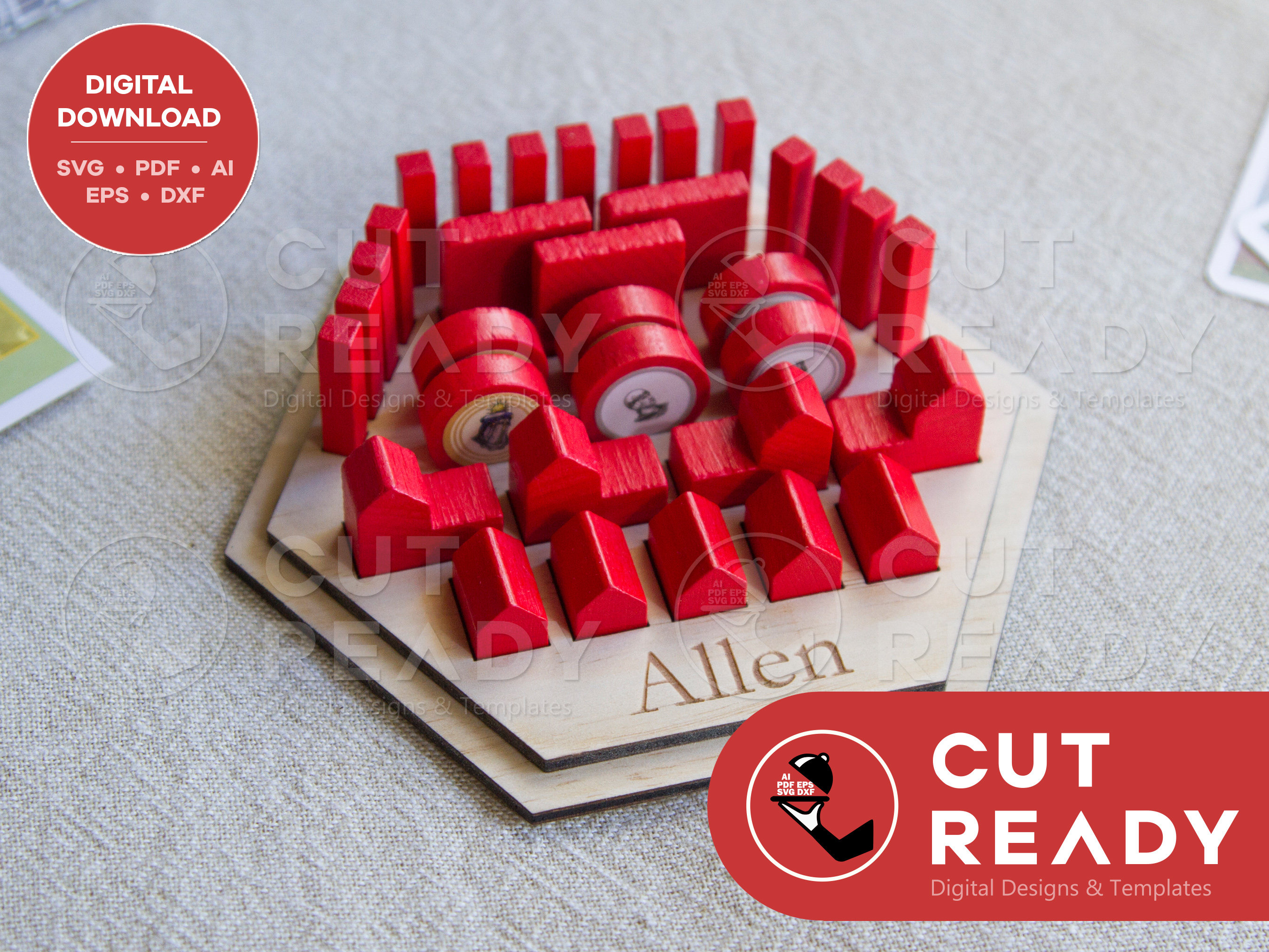 Settlers of Catan Cities and Knights Game Piece Holder SVG Board Game ...