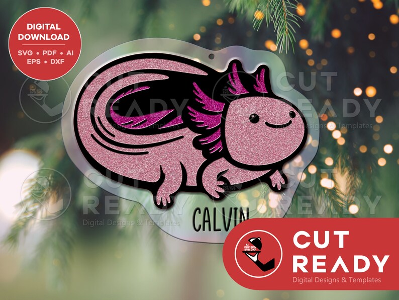 Axolotl SVG Laser Cutting File Axolotl Ornament Name Tag Axolotl DIY ...