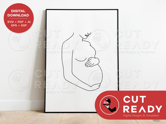 Pregnancy Line Drawing SVG Digital Art Nursery Art Printable - Etsy