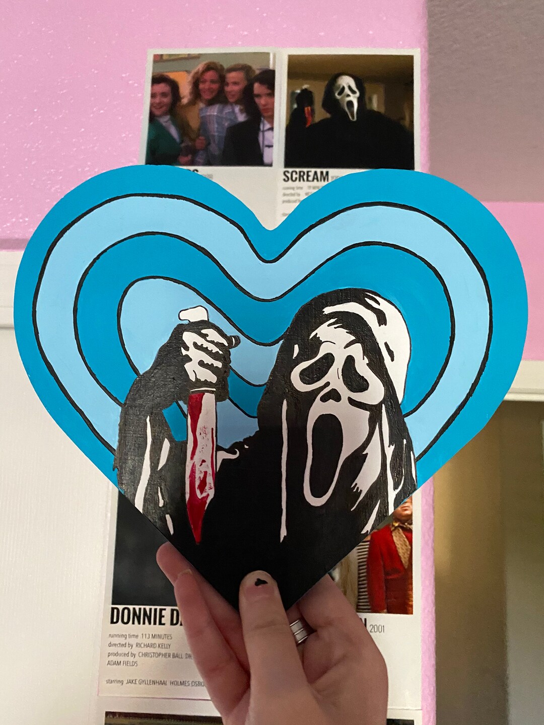 Ghostface Scream Painting Hand Painted Wooden Heart Horror Painting - Etsy