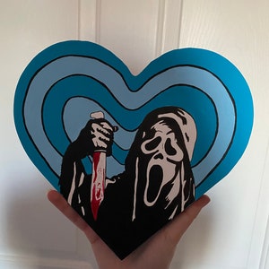 Ghostface Scream Painting Hand Painted Wooden Heart Horror Painting - Etsy