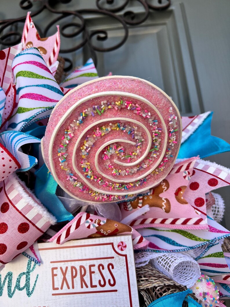 Candy Land Express Deco Mesh Ribbon Door Hanger Wreath - Etsy