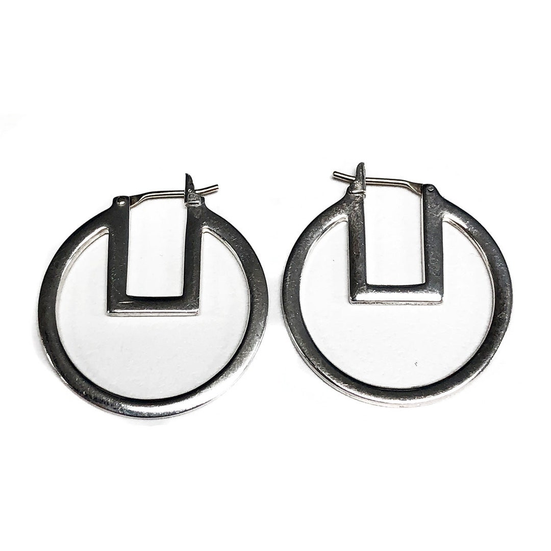 Silver Abstract Hoop Earrings - Etsy