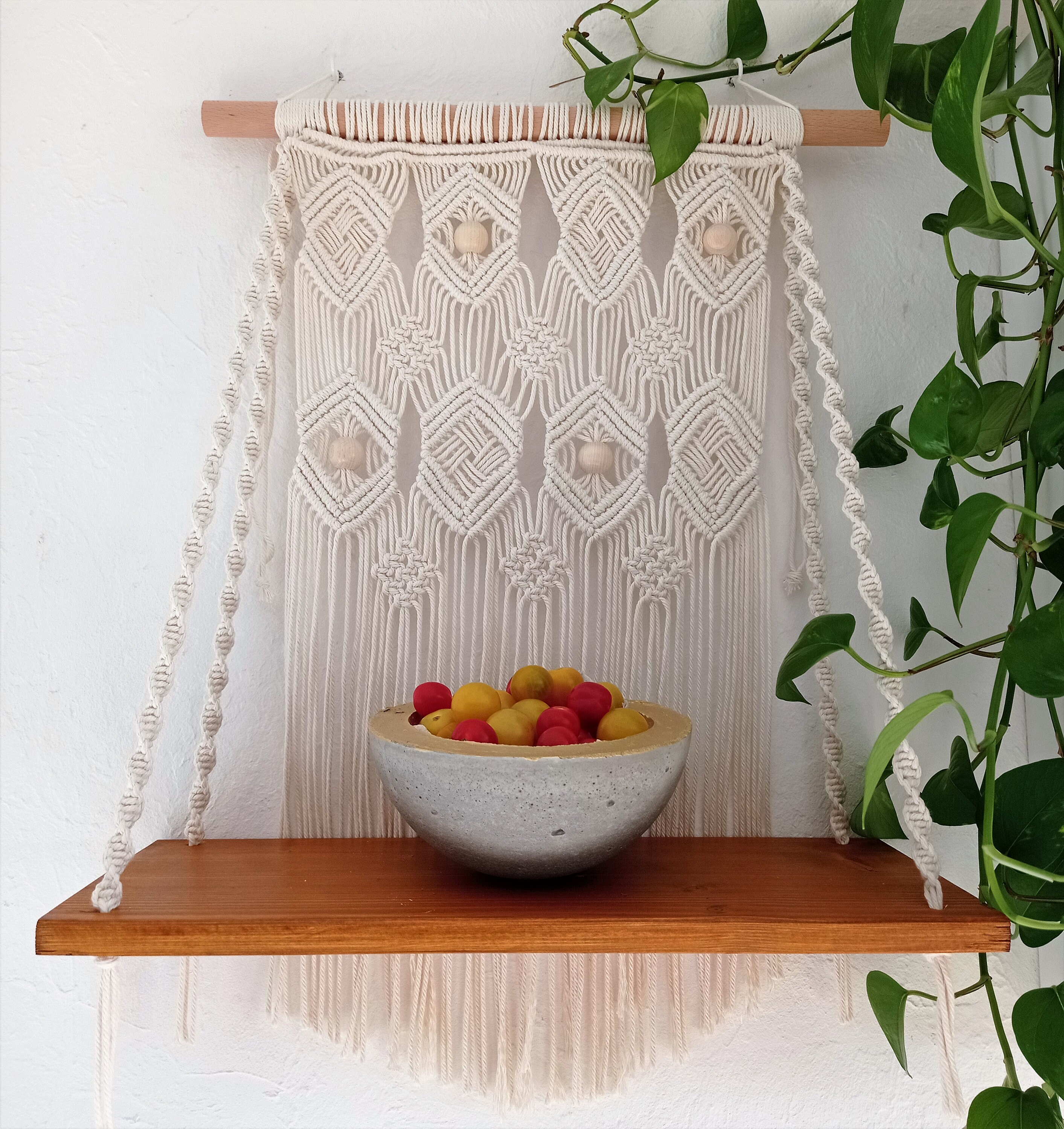 Handmade macrame wall shelf Stockholm | Etsy