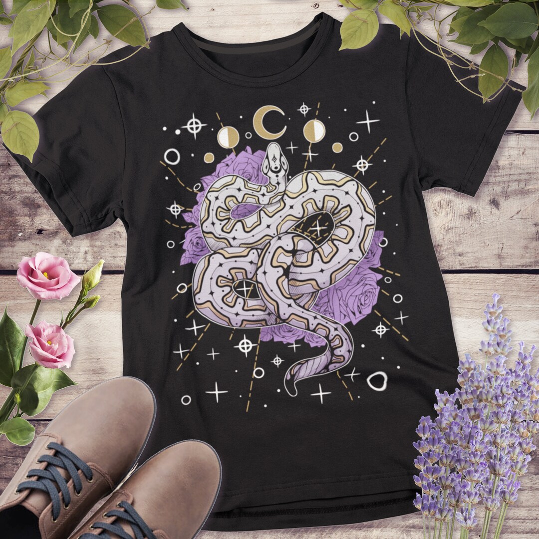 Ball Python Shirt | Witchy Celestial Geometric Hand-drawn Snake Art ...