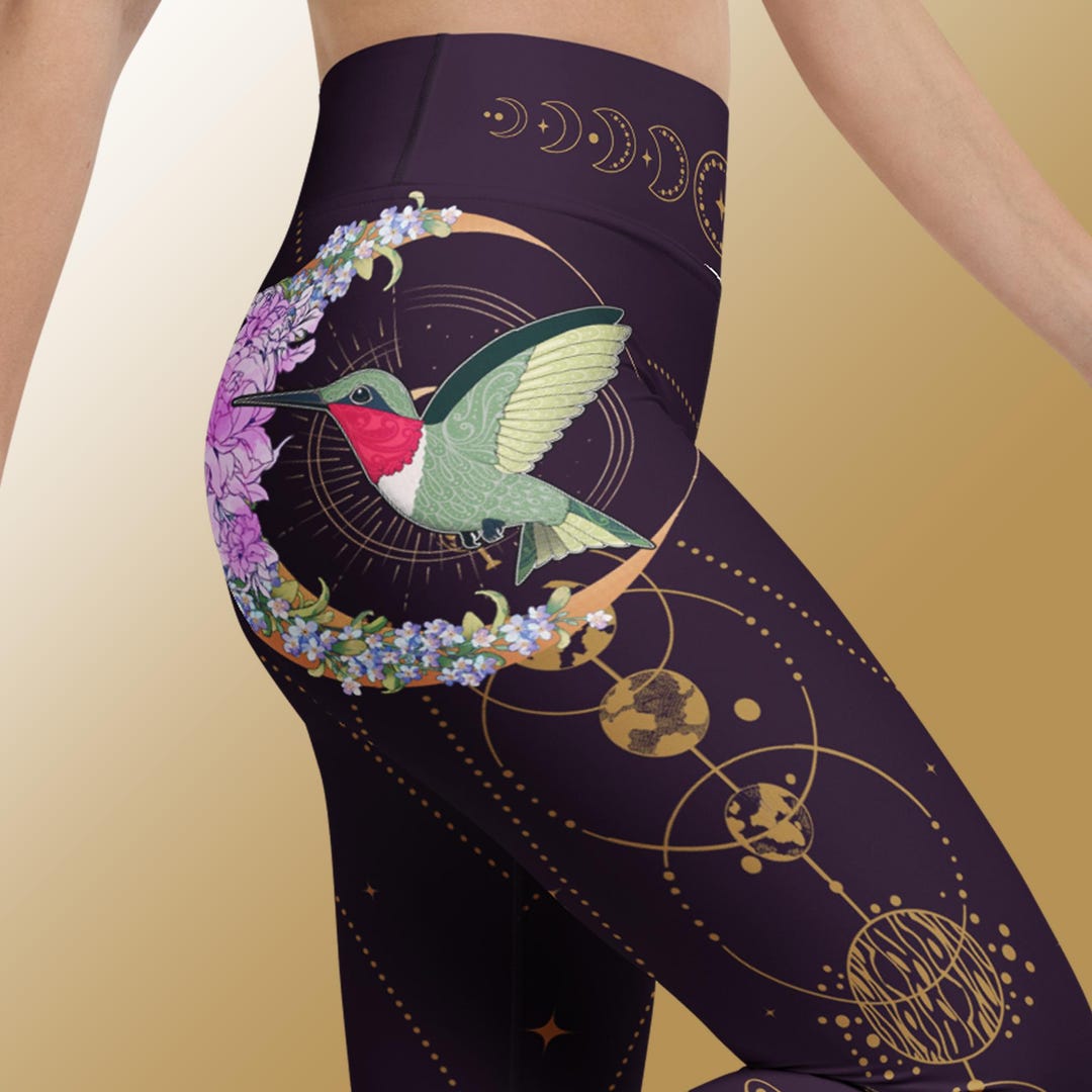 Hummingbird Yoga Leggings | Witchy Whimsigoth Boho Hippie Hummingbird ...