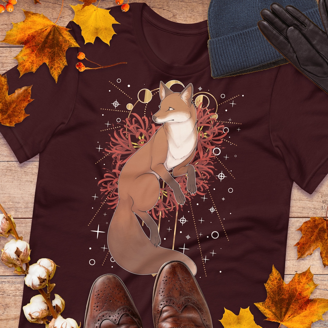 Whimsigoth Red Fox Shirt | Hand-drawn Floral Red Fox Unisex T-shirt - Etsy