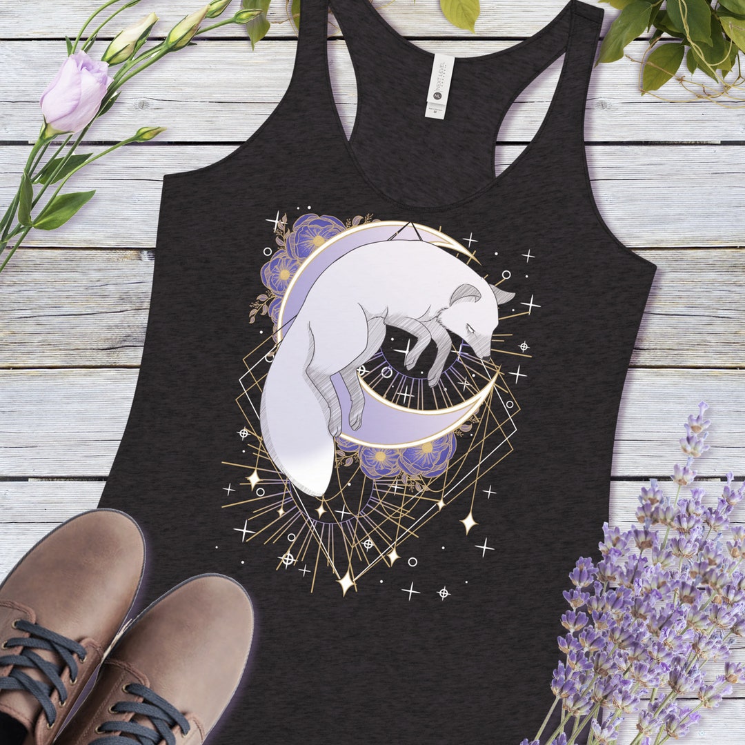 Arctic Fox Tank Top | Boho Celestial Moon Phase Witchy Artic Fox Yoga ...
