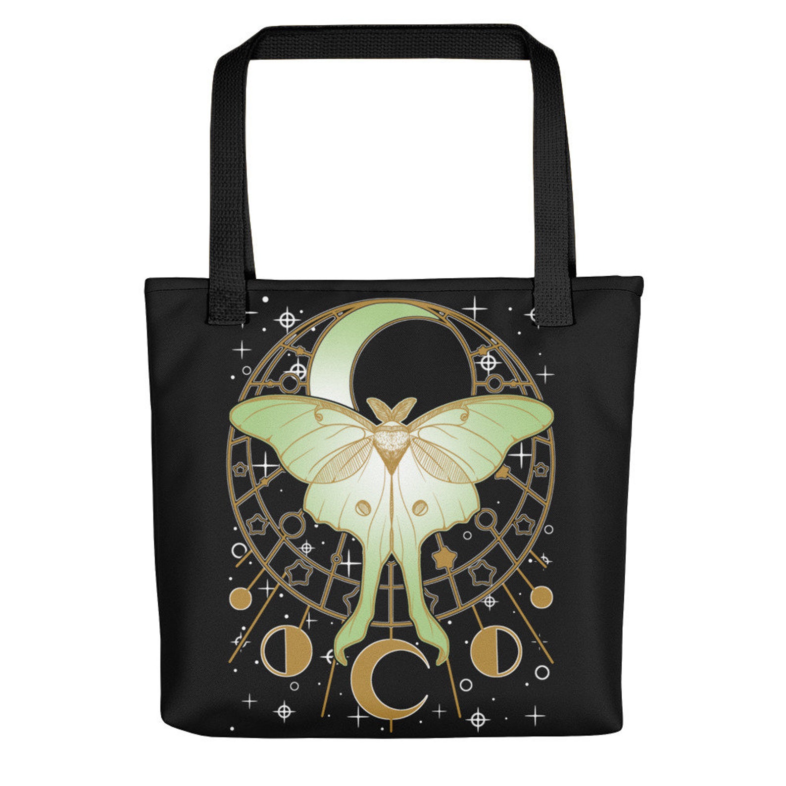 Luna Moth Tote Bag Witchy Moth Tote Moon Phases Bag - Etsy