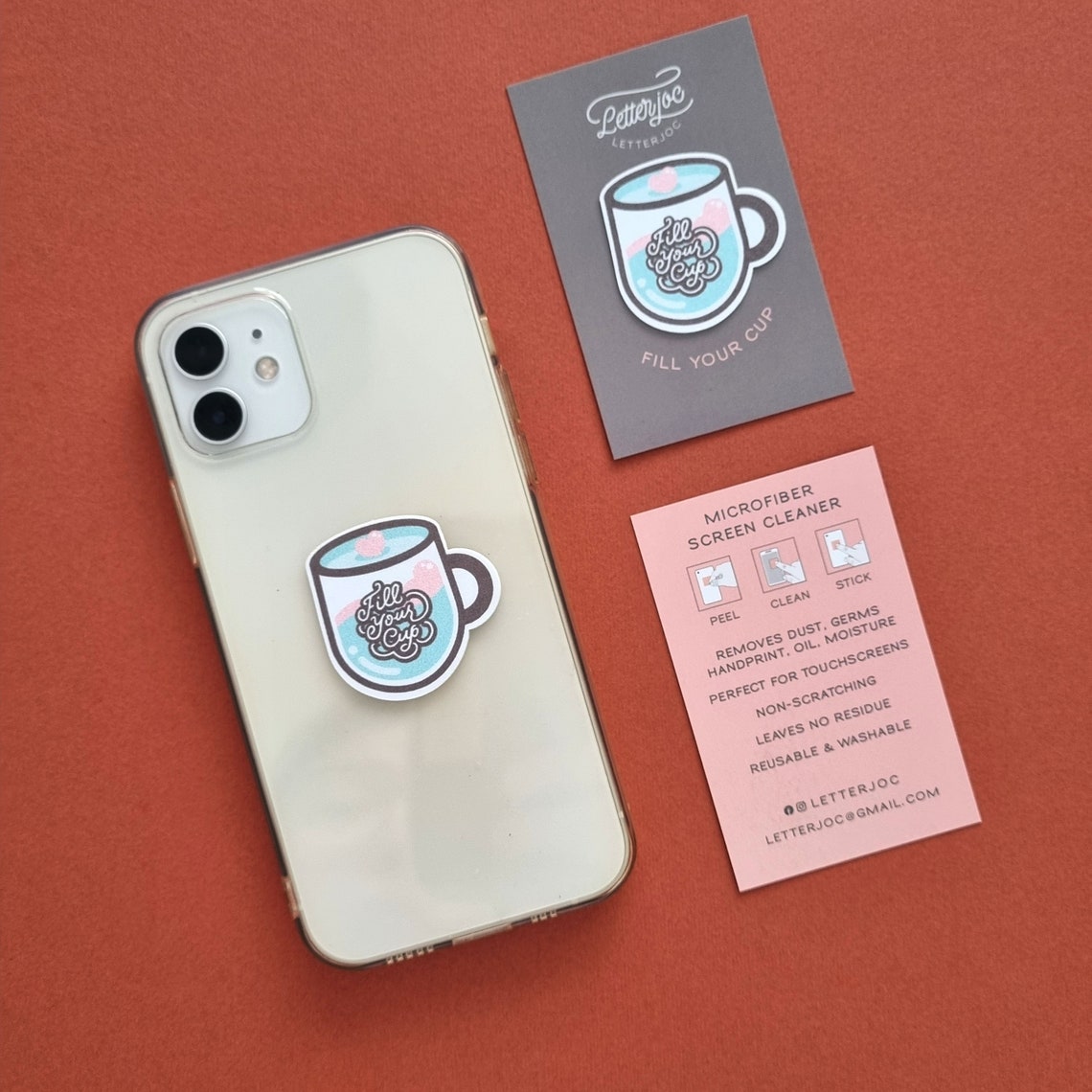NEW! Bestseller Microfiber Phone Screen Cleaner Sticker (reusable ...