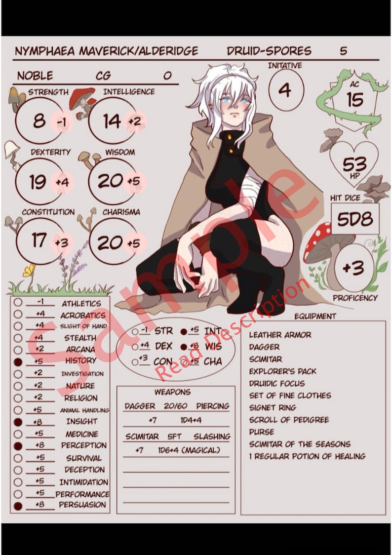 Dnd Custom Character Sheet (READ DESCRIPTION) - Etsy