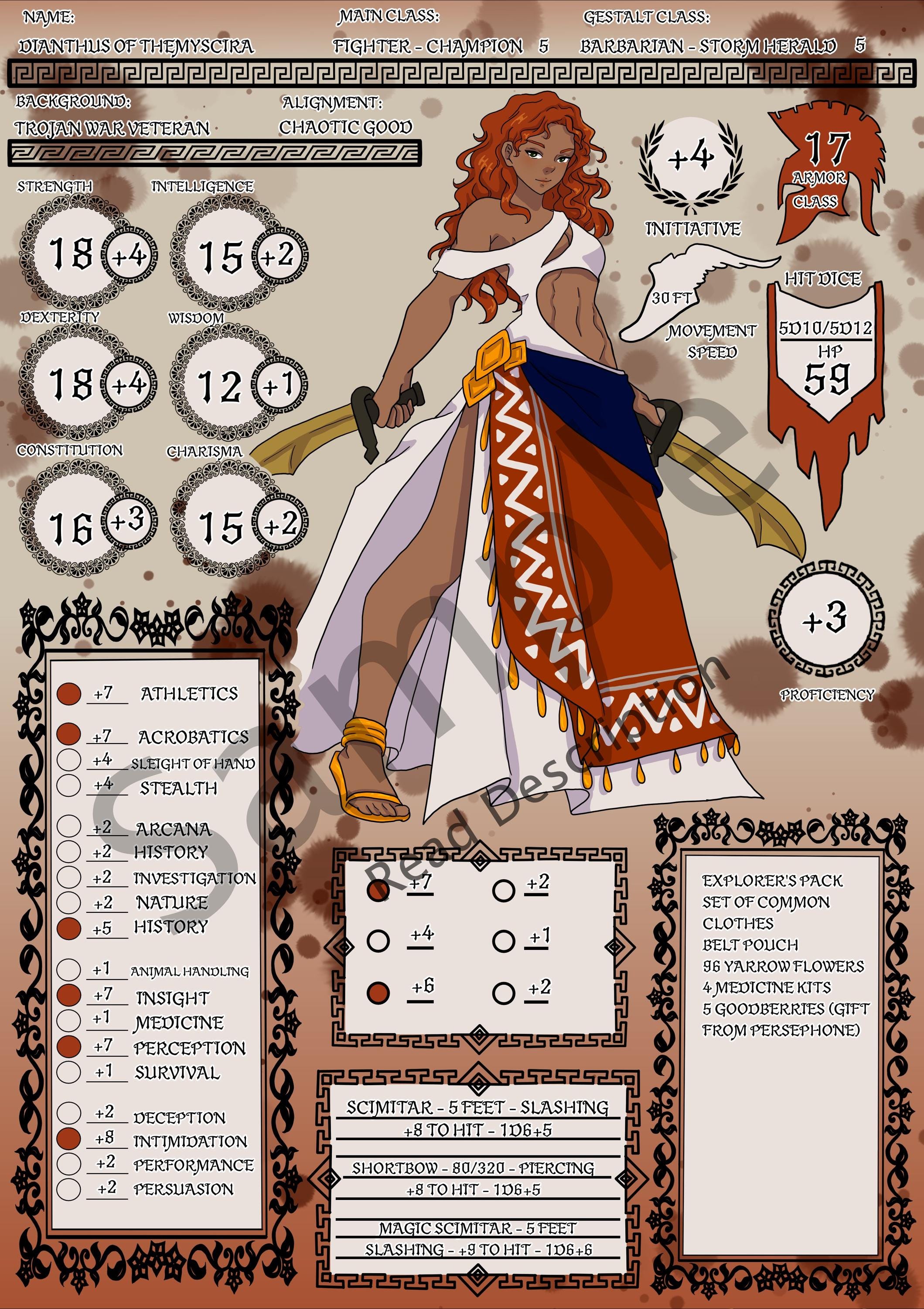 Dnd Custom Character Sheet (READ DESCRIPTION) - Etsy