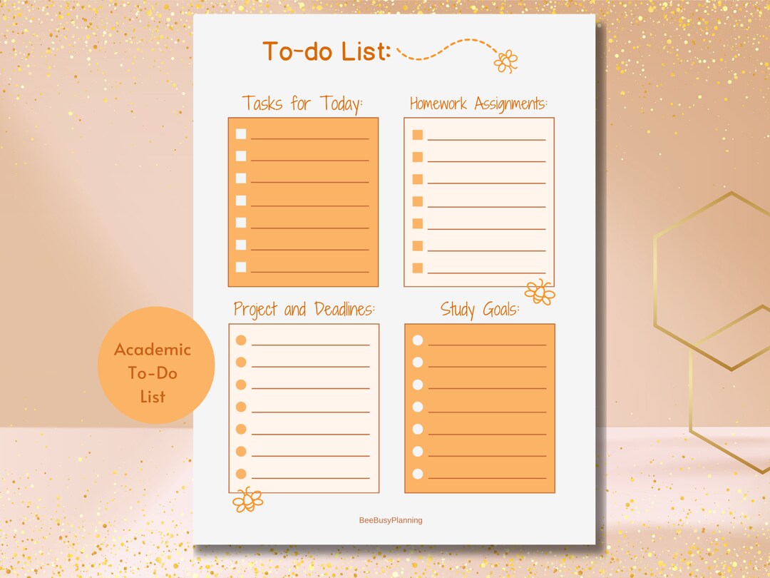 Academic to Do List, Printable PDF Assignment Tracker for School ...