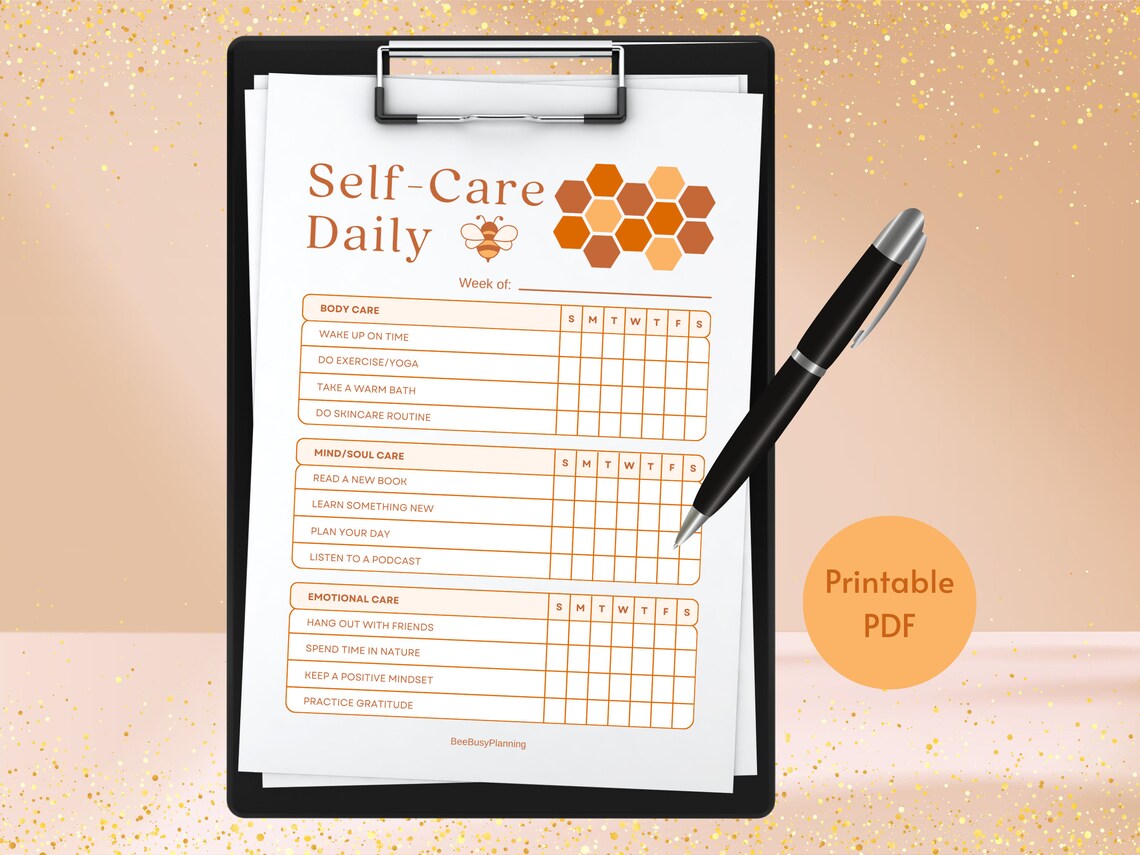 Printable Daily Self Care Tracker, Self-care Checklist, Self-care PDF ...