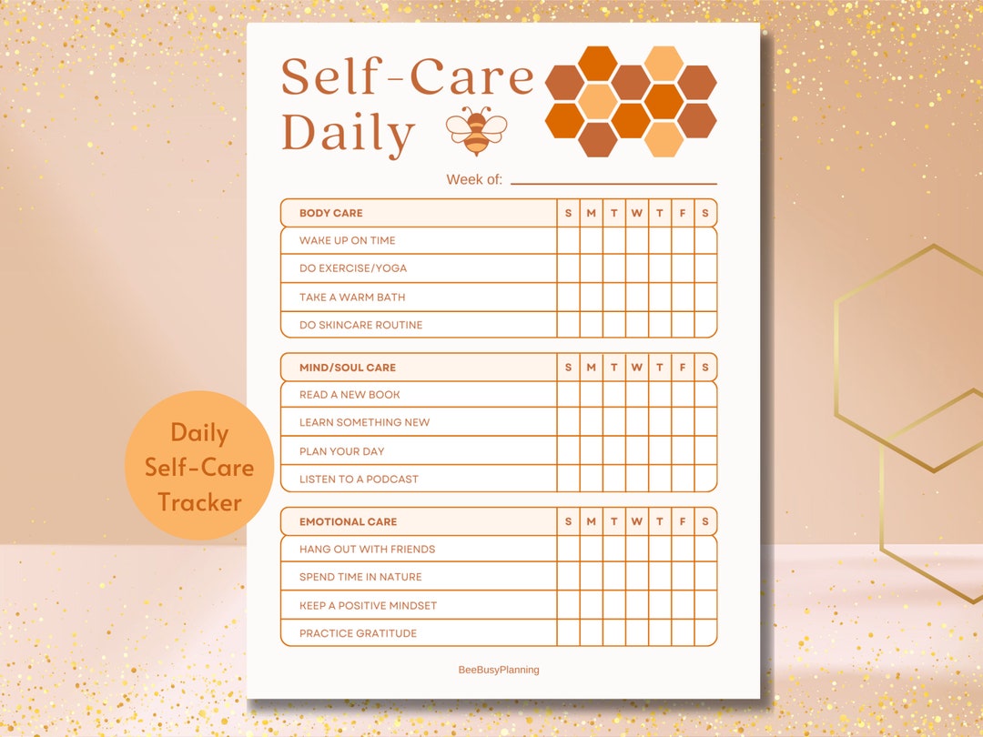 Printable Daily Self Care Tracker, Self-care Checklist, Self-care PDF ...