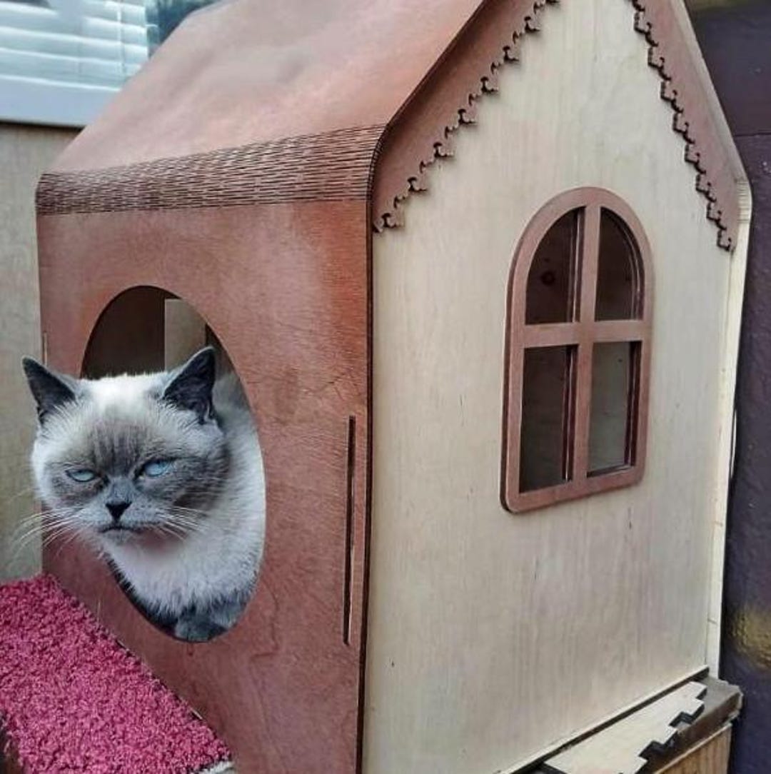 Cat House 3mm Plywood for Laser Cut, Cdr, Dxf, Pdf, Ai, Svg File ...