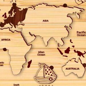 Map World Puzzle 3mm Mdf for Laser Cut Plasma, , Cdr, Dxf, Pdf, Ai, Svg ...