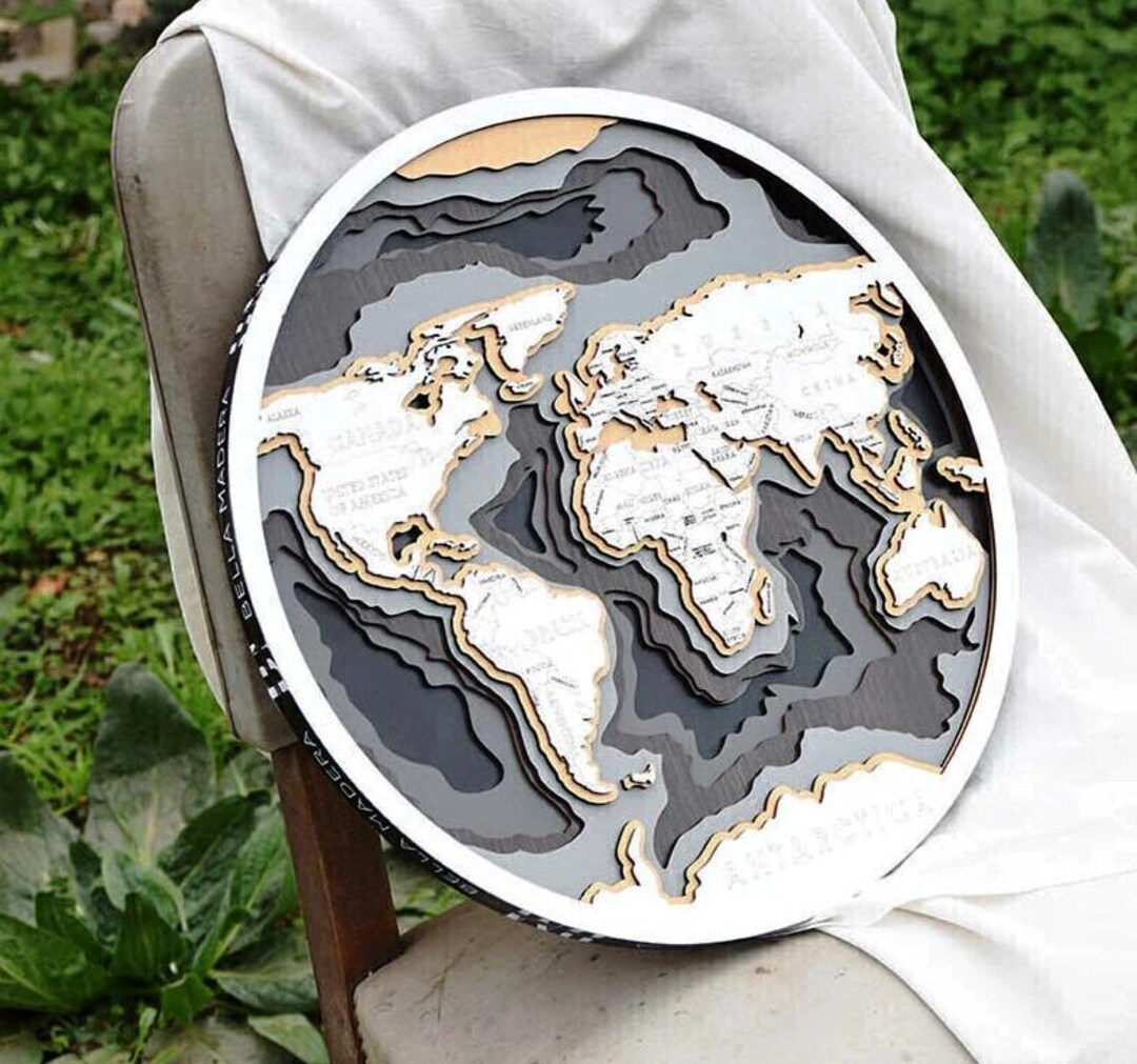 World Map 3mm Mdf for Laser Cut,, Cdr, Dxf, Pdf, Ai, Svg File Formats ...