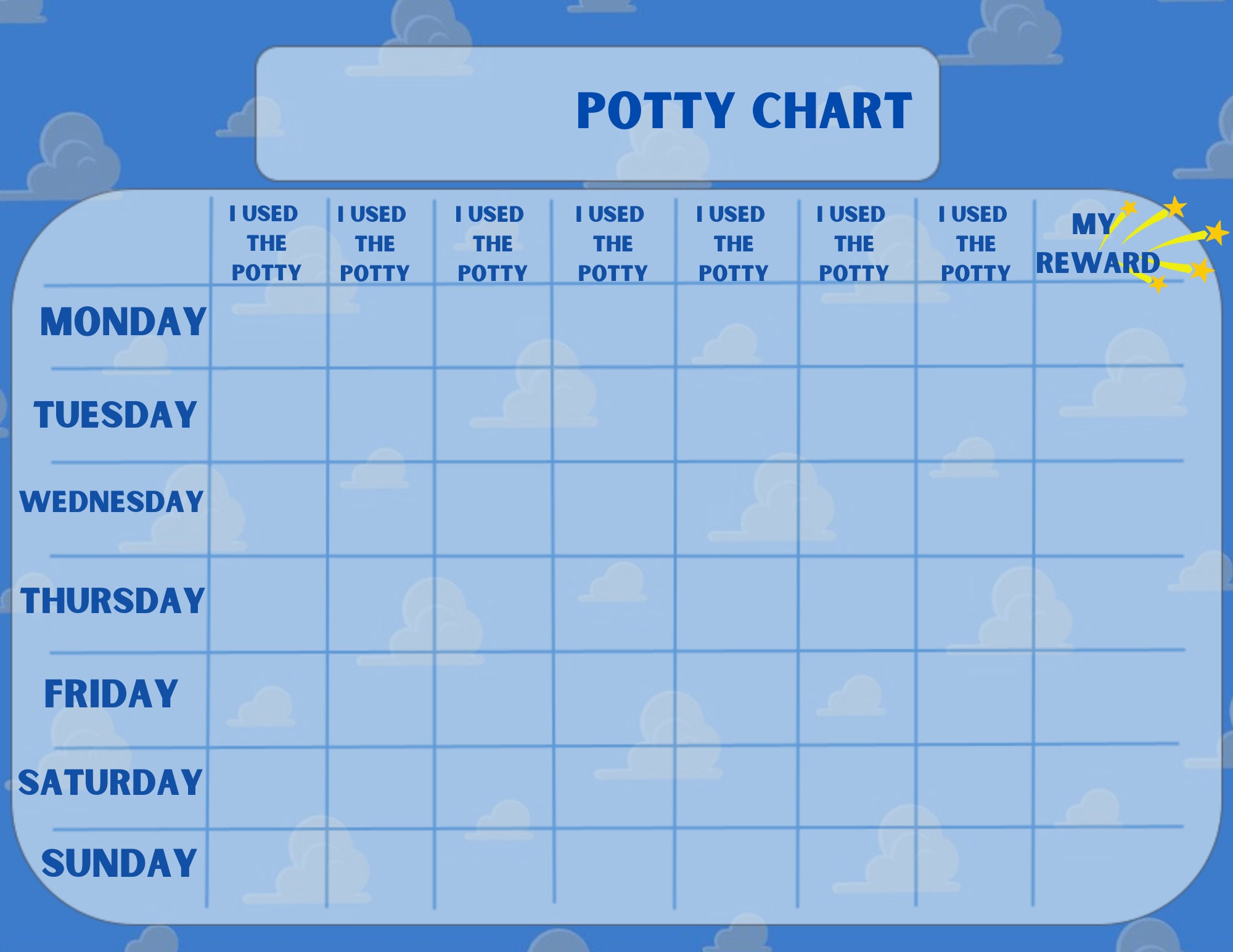 Toy Story Potty Training Chart