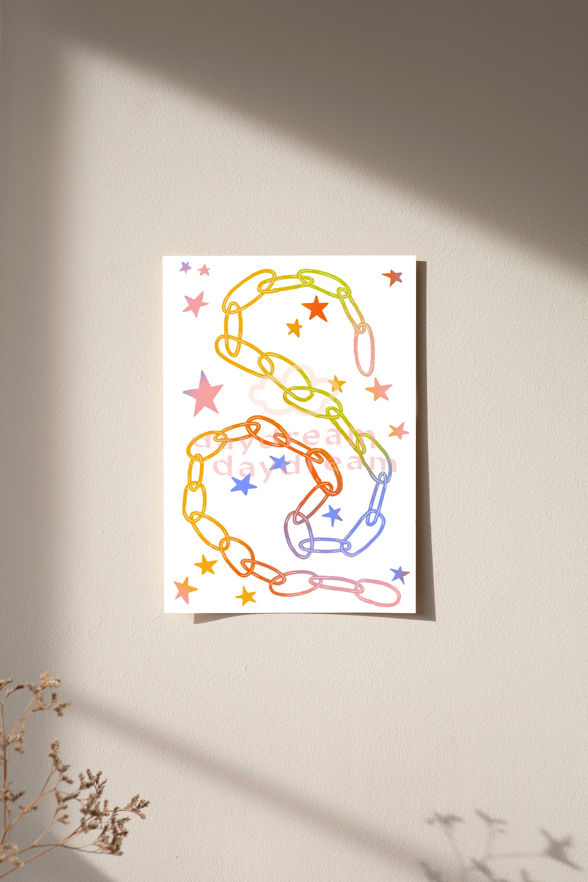 Chain // Digital Art Download // Printable Illustration, Wall Decor ...