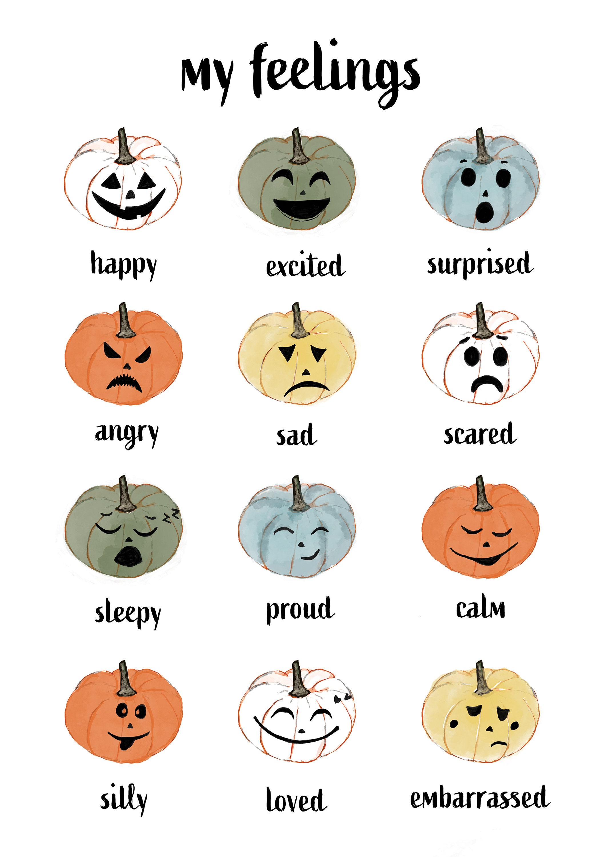 My Feelings | Emotions | Montessori Emotions Print | Pumpkin Emotions ...