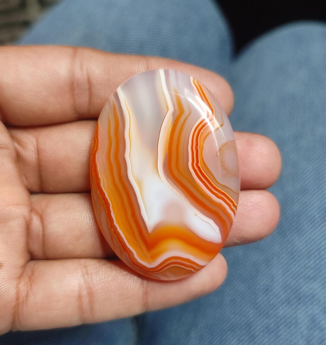 Natural Orange Banded Agate Cabochons Orange Banded Agate Gemstone ...
