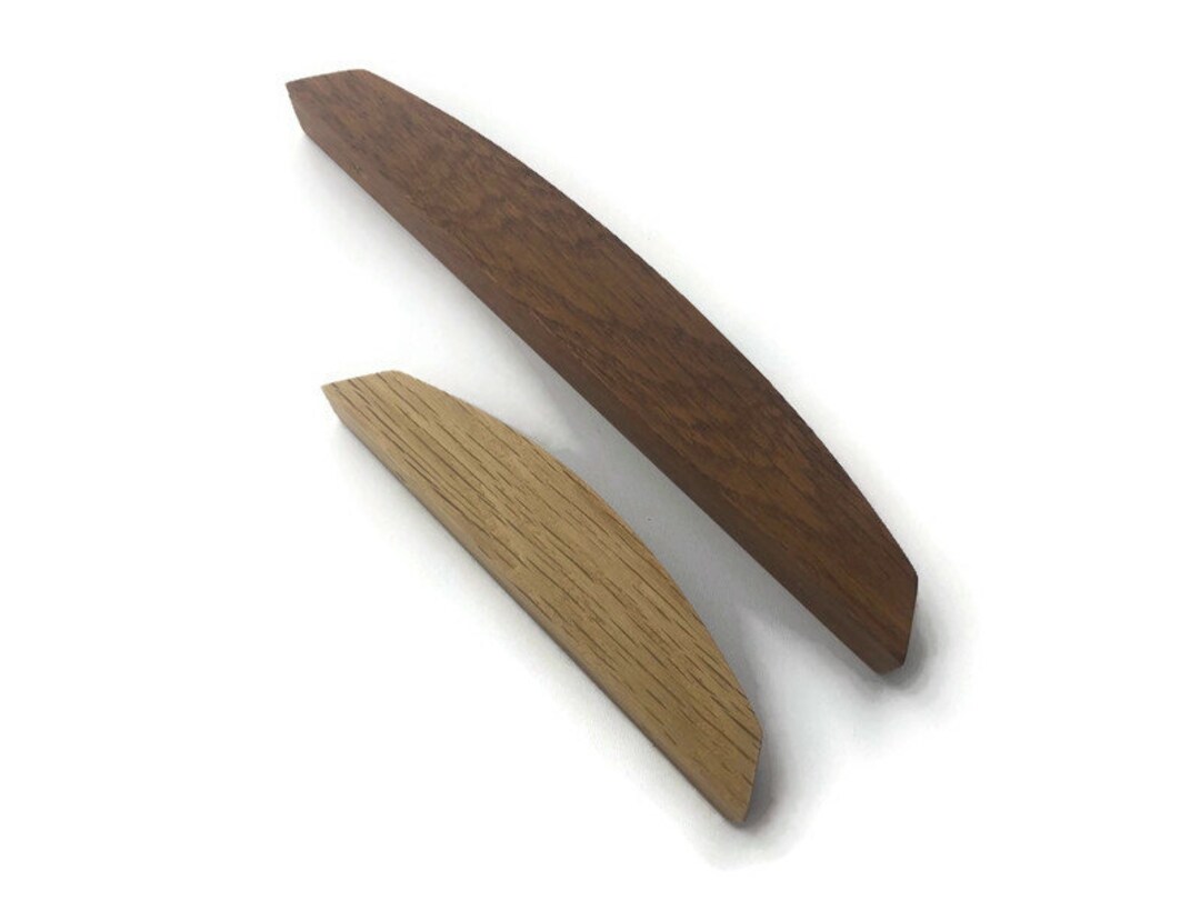 Curved Oaq Wood Natural Handles/ Handmade Wardrobe Pulls/ Drawers Knobs ...