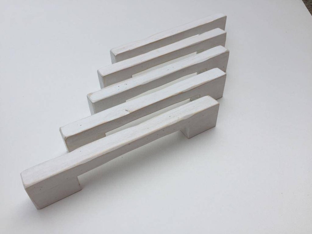 Wooden Handles-rustic Pulls- Beech Cabinet Drawers-white Rustic Knobs ...