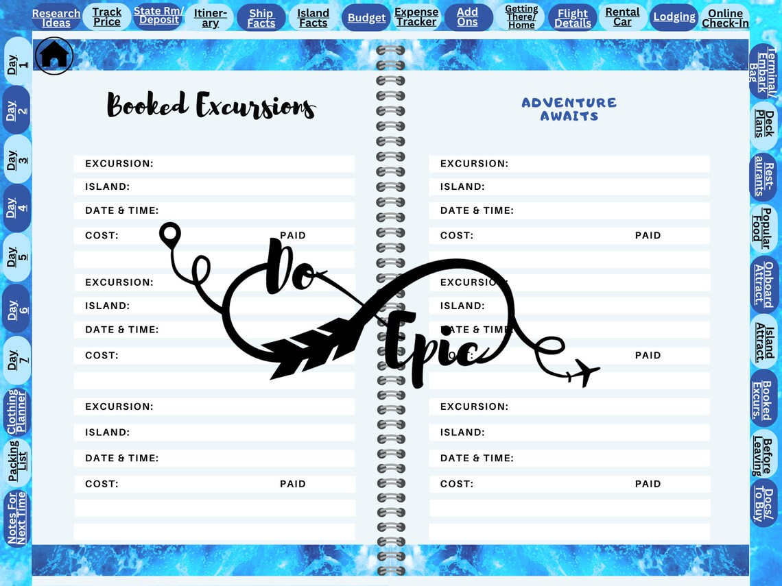 Digital Cruise Travel Planner & Journal: Nautical Adventures Await - Etsy