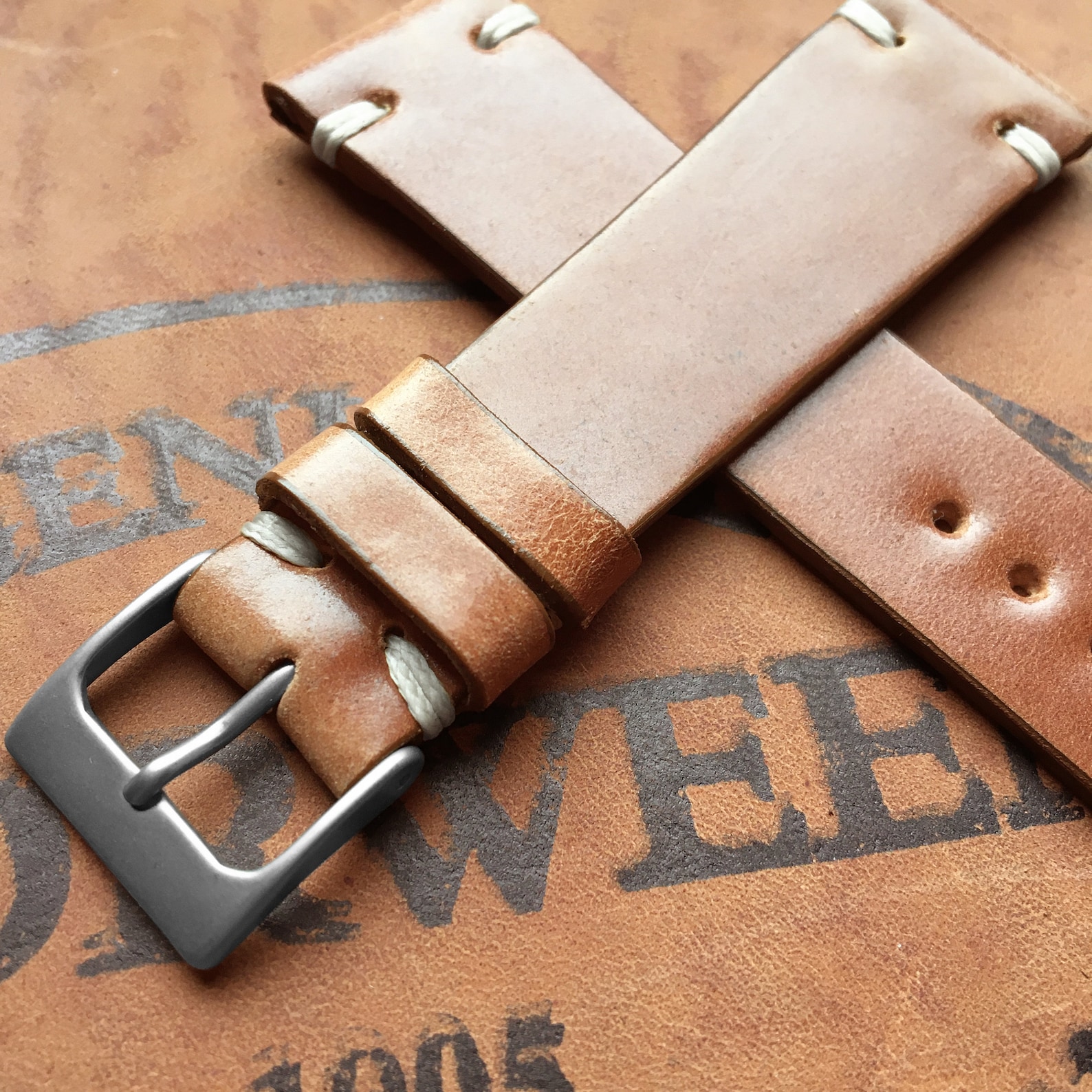 Natural Tan Horween Shell Cordovan Leather Watch Band Strap Vintage 2 ...