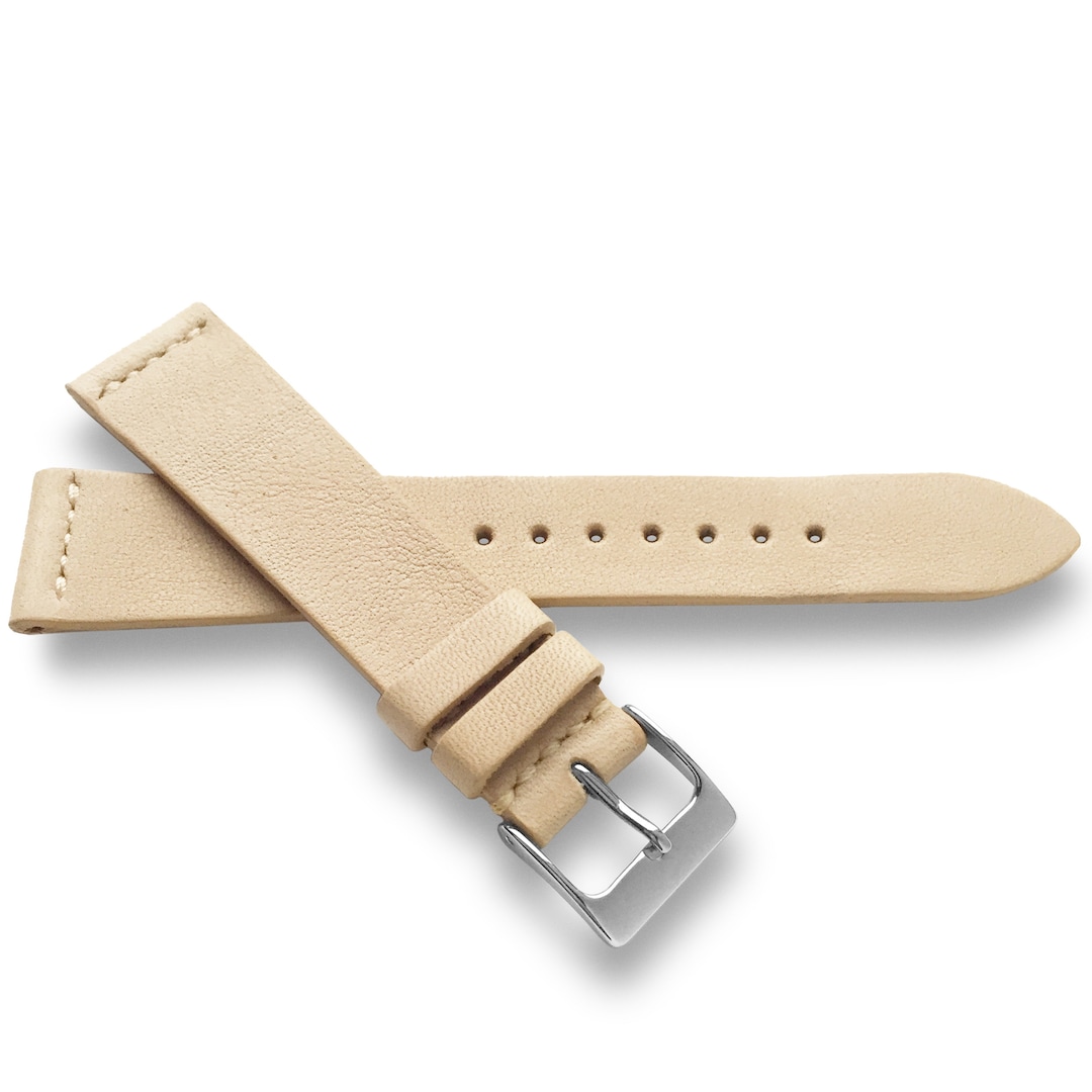 Light Tan/beige Full Grain Calf Leather Watch Band Strap - Vegetable ...