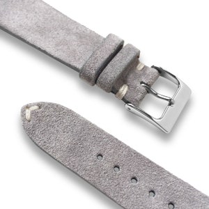 Gray Suede Italian Two-side Stitch Naturally Textured Leather Watch ...