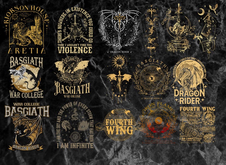 Fourth Wing Inspired PNG Files | Fantasy Dragon Bookish PNG | Digital ...