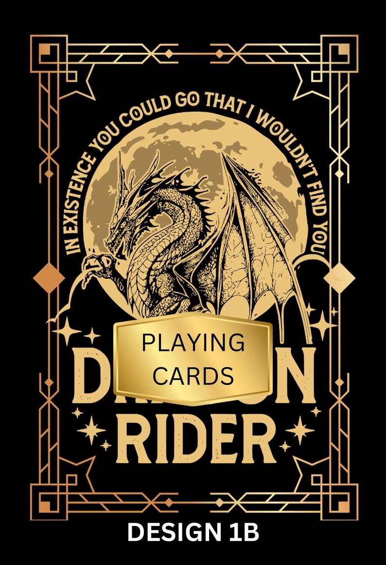 Fourth Wing Inspired Metal Playing Cards: Gothic Dragon Rider Poker ...