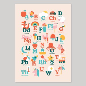 Welsh Alphabet Print - Yr Wyddor. Kid's Welsh Alphabet Poster ...