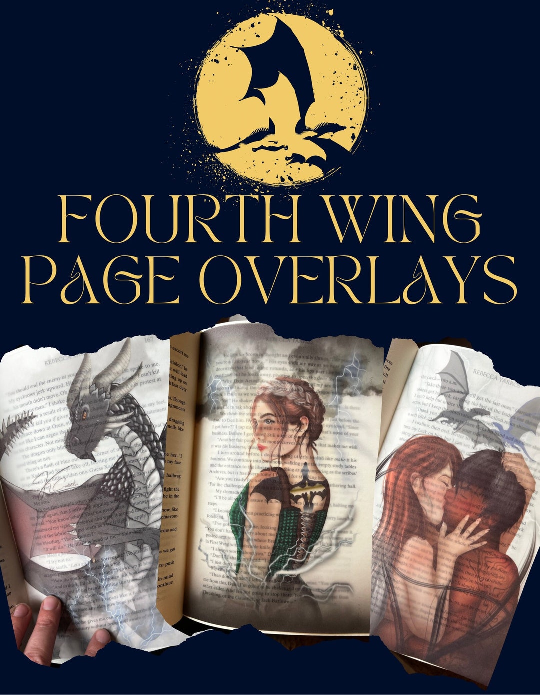 Fourth Wing Page Overlay Set OFFICIALLY LICENSED Rebecca Yarros the ...