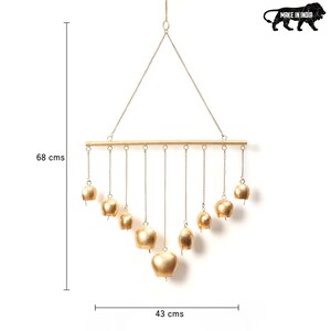 Bell Hanging With Nine Gold Bells on Metal Rod, Cow Bells, Boho Chic ...