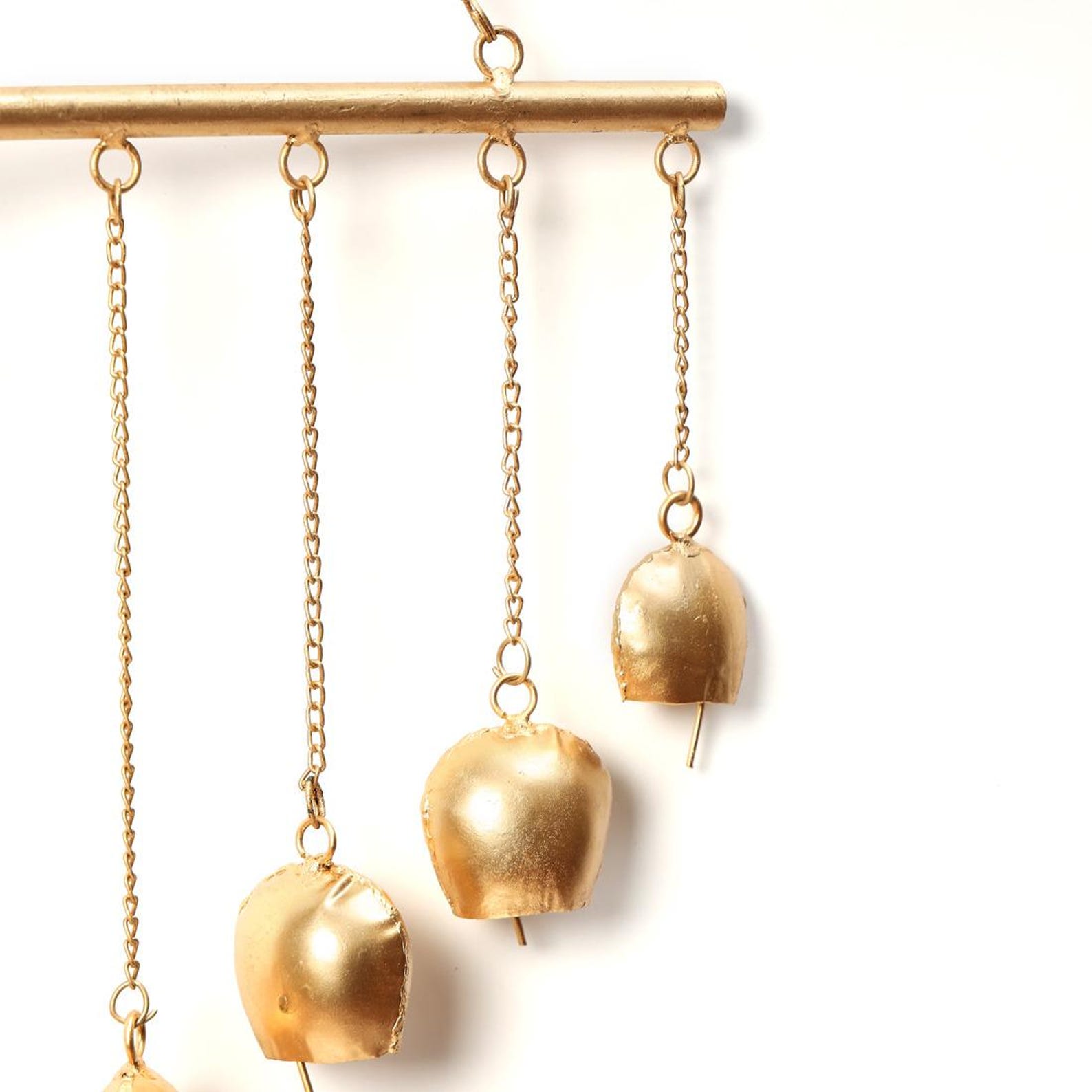 Bell Hanging With Nine Gold Bells on Metal Rod, Cow Bells, Boho Chic ...