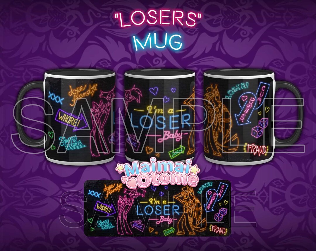 Hazbin Hotel Angel Dust Husk 'loser' Black Cup Mug Ceramic Comic Merch ...
