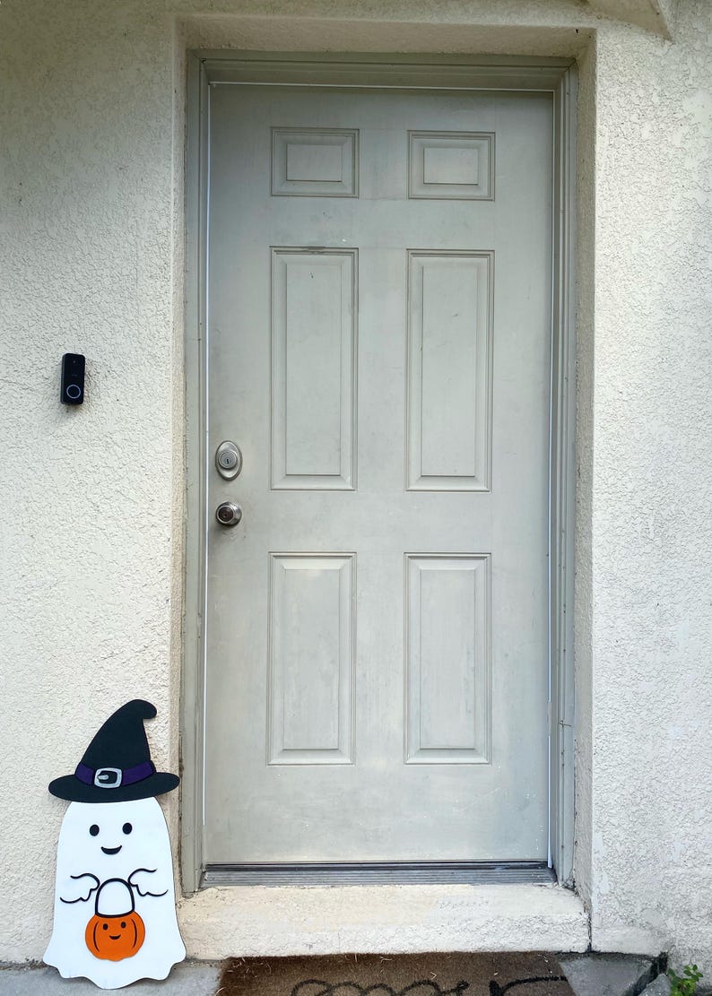 Ghost Door Decoration, Halloween Welcome Sign, Pumpkin Porch Decor ...