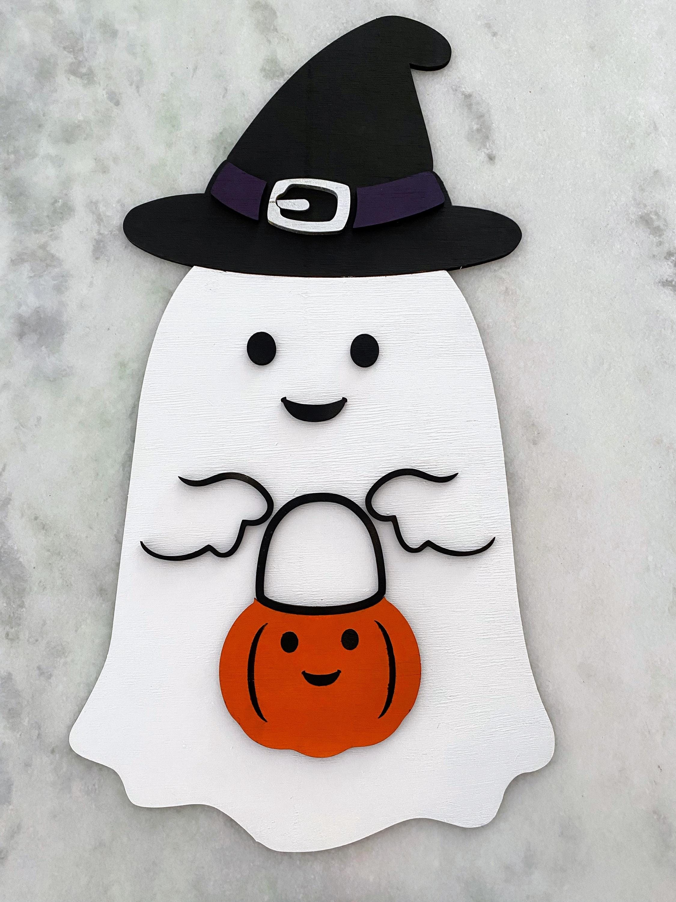 Ghost Door Decoration, Halloween Welcome Sign, Pumpkin Porch Decor ...