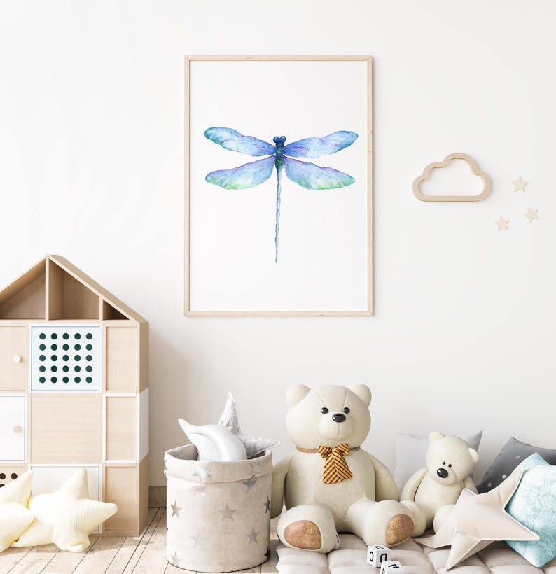 Watercolor Dragonfly Print: Kids Room Wall Art (digital Download) - Etsy